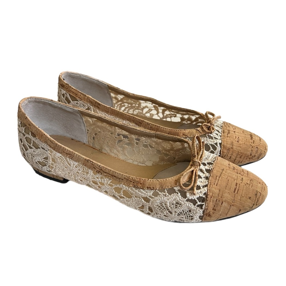 Vaneli Cork & Crochet Lace Cap Toe Ballet Flats Shoes… - Gem